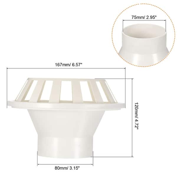 110mm OD PVC Straight Insert Floor Drain Grate Cover Strainer White ...