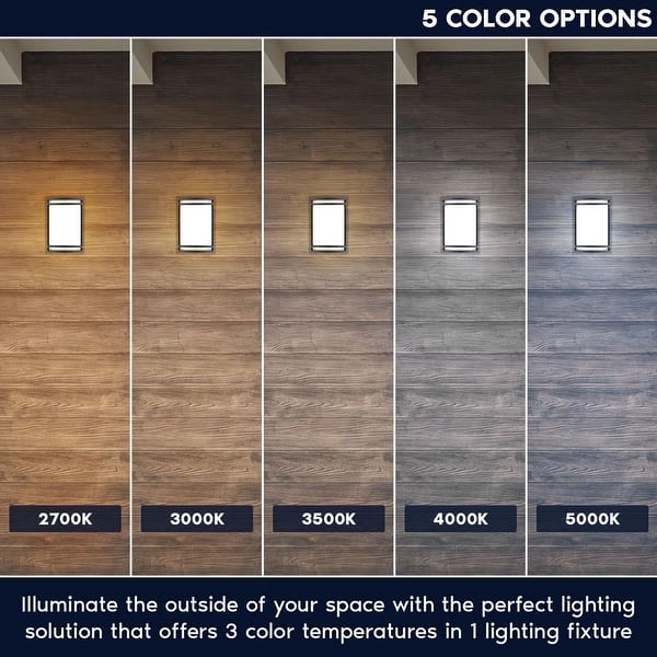 Luxrite 10 in. Black Outdoor LED Wall Sconce Light Fixture 5CCT 2700K ...