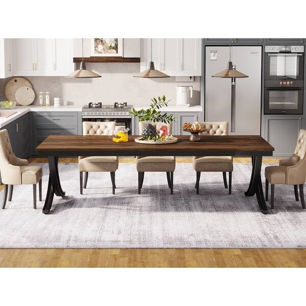 Rectangular Dining Table for 6-8 People, 78 inch Large Wood Kitchen ...