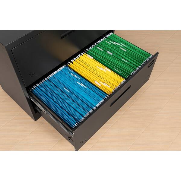 Steel Horizontal File Cabinet with Safety Lock and 2 Drawers ...