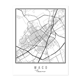 Texas Waco Waco Texas Street Map Maps Black White Art Print/Poster ...