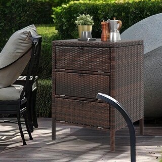 HOMEFUN Outdoor Rattan Storage box With 3 drawers - Bed Bath & Beyond ...
