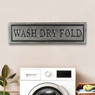 Gray Metal Wash Dry Fold Wall Sign - Bed Bath & Beyond - 36278005