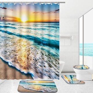 Beach Bathroom Set with Sunset Curtain and Rugs - On Sale - Bed Bath ...
