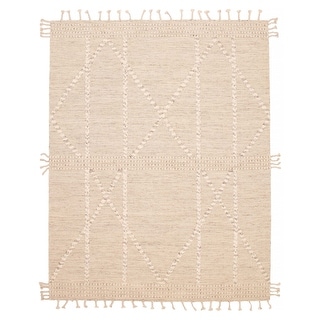 ECARPETGALLERY Hand-knotted Tangier Ivory Wool Rug - 8'0 x 10'3 - Bed ...