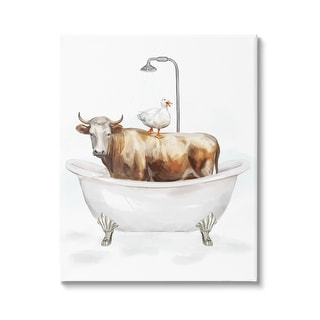 Stupell Farm Animals Bathtub Canvas Wall Art Design by Ziwei Li - Bed ...