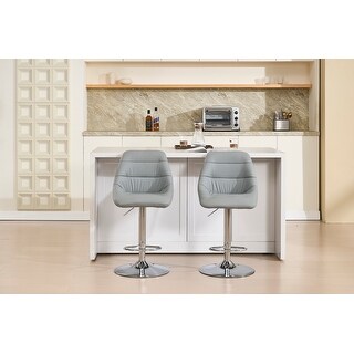 Set of 2 Bar Stools,with Chrome Footrest and Base Swivel Height ...