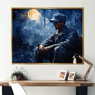 Designart "Military Soldier Dutys Shadows " Military Framed Wall Art ...