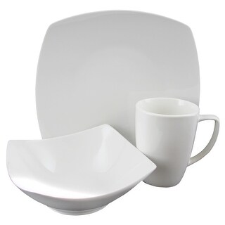 12 Piece Porcelain Square Dinnerware Set in White - N/A - Bed Bath ...