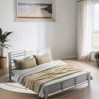 King Size Platform Bed With Horizontal Strip Hollow Shape With Head And ...