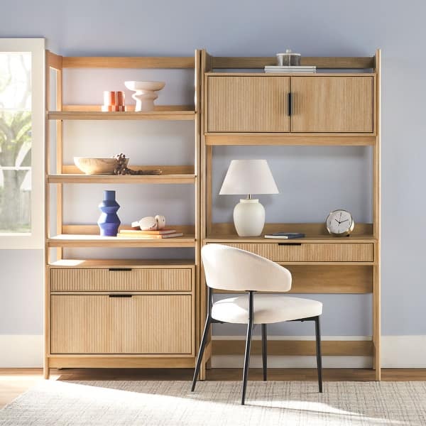 Walker Edison Hutch Desk with Wide Bookcase - Bed Bath & Beyond - 40771413