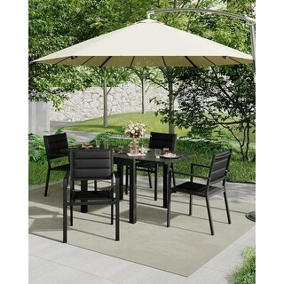 Aluminum Stackable Patio Dining Chairs Set of 4, Stacking Outdoor Dining Chairs - Bed Bath ...