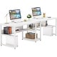 Two Person Desk with Bookshelf, 78.7 Computer Office Double Desk for ...