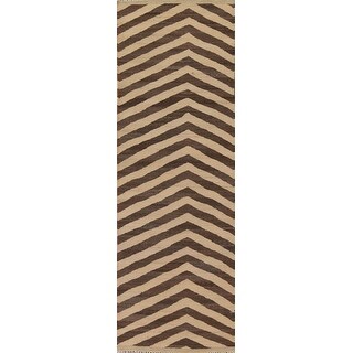 Reversible Kilim Chevron Runner Rug Flat-weave Wool Carpet - 2'10"x 9'9 ...