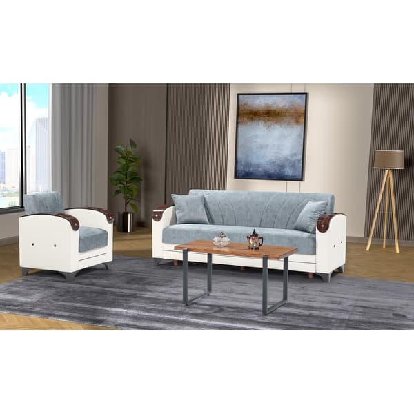 Silvia 3-Pieces Comfortable Sleeper Modern One Sofa Two Chair Living ...