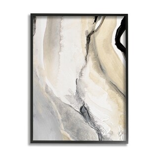 Stupell Abstract Paint Strokes Fluid Beige Movement Framed Giclee ...