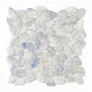 Huron Rock 12x12 Blue Matte Glass Pebble Mosaic Tile - Floor, Wall ...