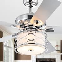 Pamerine 52-Inch Chrome Lighted Ceiling Fan with Clear Glass Shade ...