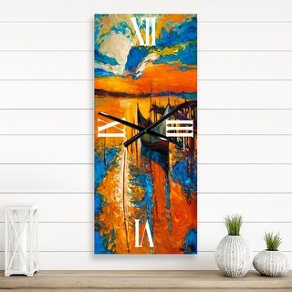 Designart 'Boat During Evening Glow At The Lake VII' Nautical & Coastal ...