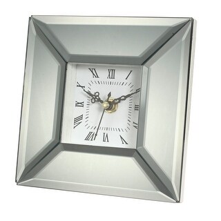 Beveled Glass Clock with Roman Numerals and Wooden Base, Clear and ...