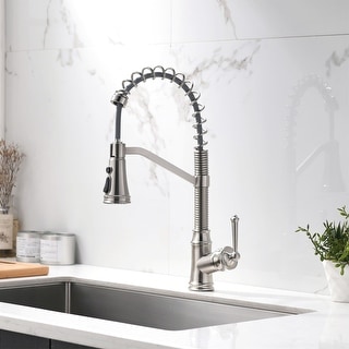 Commercial Kitchen Faucet With Pull Down Sprayer Single Hole Brushed ...