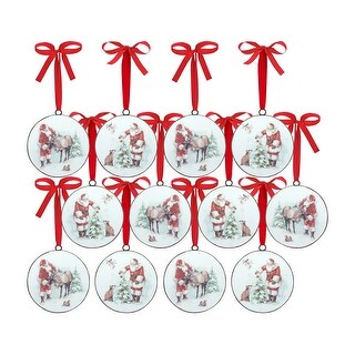 Santa and Animal Disc Ornament (Set of 12) - Bed Bath & Beyond - 37590964