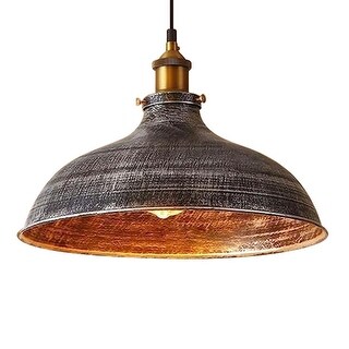 14 Inch led light Metal pendant light Rust Silver hanging light - N/A ...