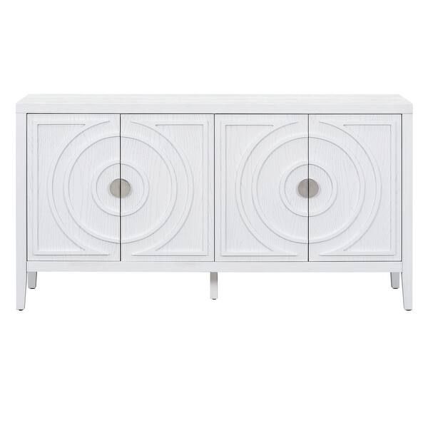 Retro 4 Door Entryway Cabinets w/Round Metal Handle and Groove Design ...