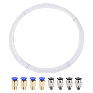 Pneumatic PTFE Air Tubing Kit 4mm OD 2mm ID 4M w M5 M8 Quick Fittings ...