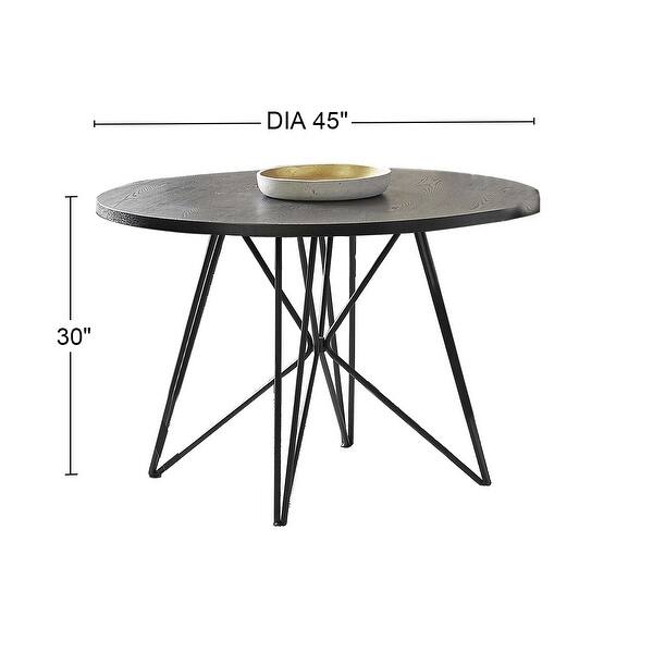 45-inch Round Wood Dining Table with Metal Legs in Black and Gunmetal ...