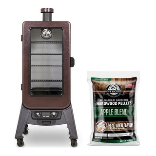 Pit Boss Copperhead 3 Series Wood Vertical Smoker & 40 Lb Bag Applewood ...