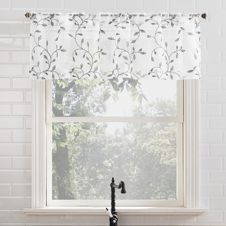 No. 918 Francine Embroidered Foliage Semi-Sheer Rod Pocket 1-Piece ...