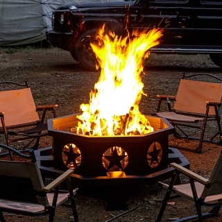 Lava Star 42 Inch Octagon Wood Burning Fire Pit, Metal Firepit Black ...
