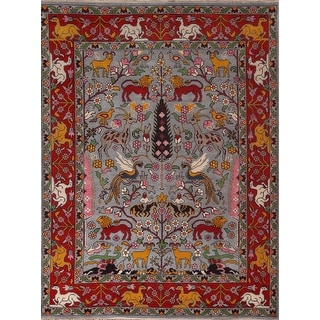 Hunting Animals Design Ziegler Indian Area Rug Handmade Wool Carpet - 8 ...