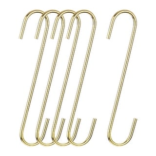 S Hanging Hooks, 8inch(200mm) Extra Long Steel Hanger, Gold Tone, 5Pcs ...