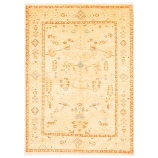 ECARPETGALLERY Hand-knotted Chobi Finest Ivory Wool Rug - 6'2 x 8'7 ...