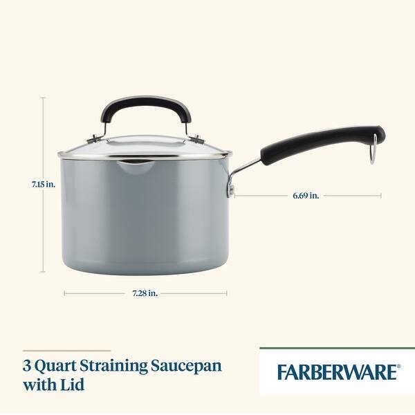 Farberware Eco Advantage Ceramic Nonstick Straining Saucepan with Lid ...
