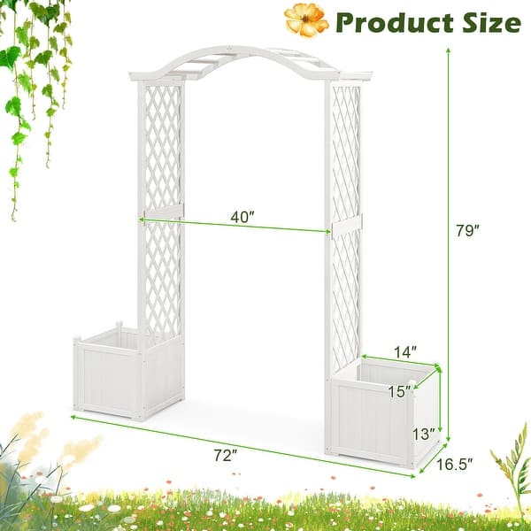 Gymax Garden Arbor with Planter Wooden Planter Arch with Trellis - Bed ...