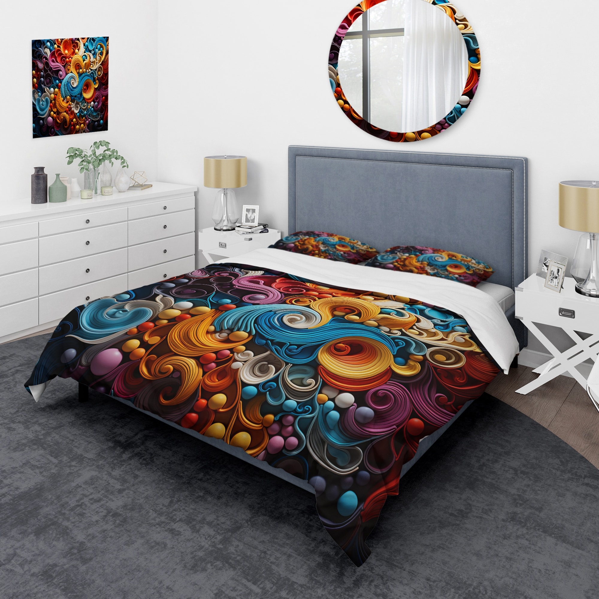 Modern Colorful Bedding Nanshing Blake 7 Piece Modern Colorblock