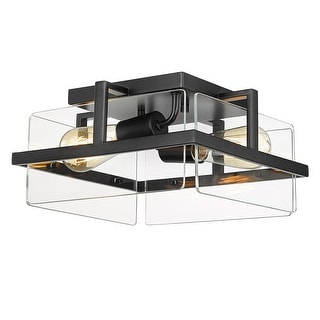 2-Light Flush Mount Ceiling Light with Clear Hammered Glass - N/A - On ...
