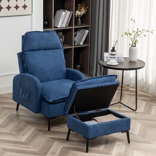 Accent Chair with Storage Ottoman Set and Adjustable Backrest ...