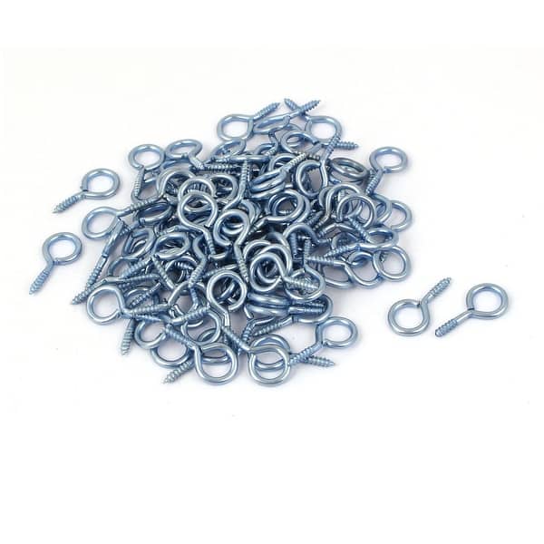 Garden Vine Wire 22mm Length Eyelet Screw Eye Hook 100pcs - Silver Tone ...
