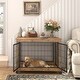 Furniture Dog Cage with Double Doors, Moveable Dog House with Flip Top ...