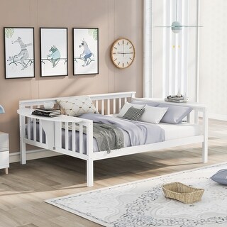 Full Size Daybed, Solid Wood Daybed Frame w/Wooden Slats Support,White ...