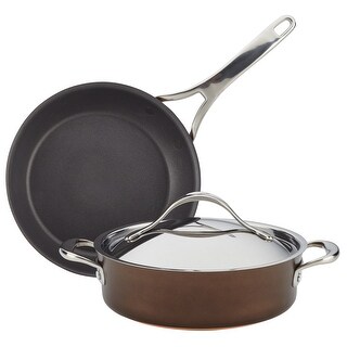 Anolon Nouvelle Copper Luxe Hard-Anodized Nonstick Cookware Set, 3 ...