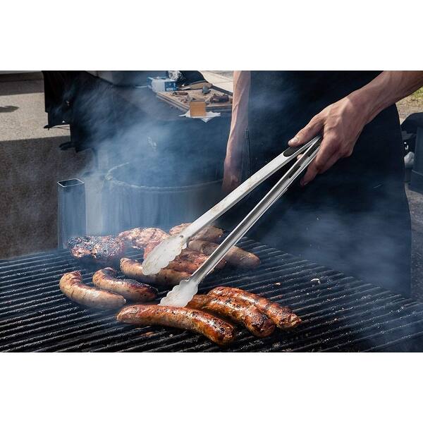 Heavy Duty Extra Long BBQ Tong Set of 2, Stainless Steel with Rubber ...