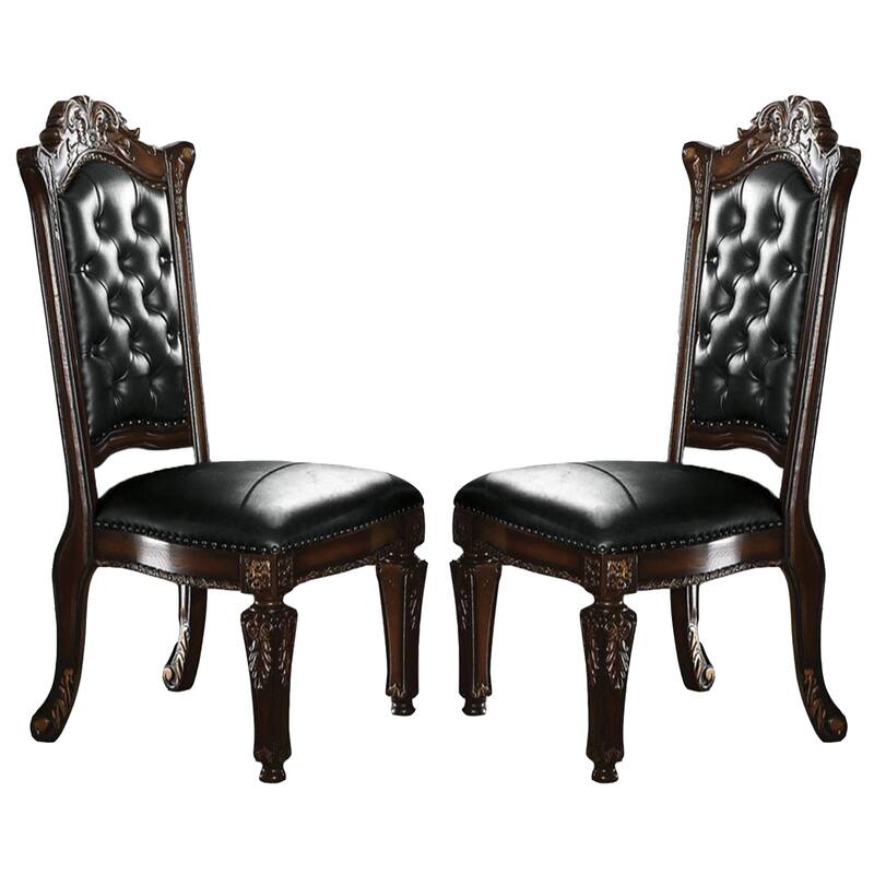 Set of 2 PU Side Chairs in Cherry and Black - Overstock - 36805939