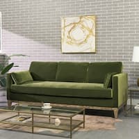 SAFAVIEH Couture Winford Olive Green Velvet Commercial Grade Sofa - On ...