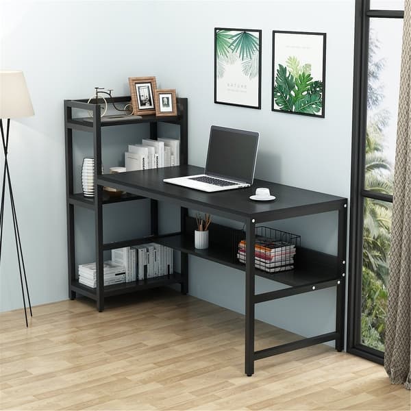 60 Inch Computer Desk with 4-Tier Storage Shelves - On Sale - Bed Bath ...