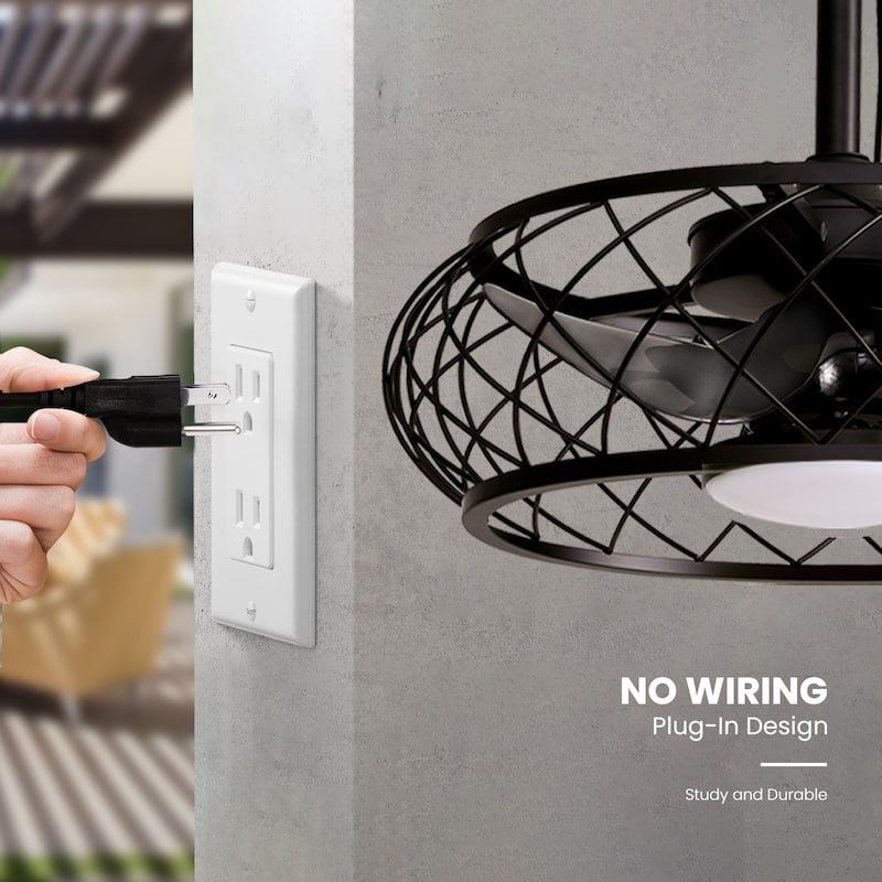 Indoor/Outdoor Plug-In Ceiling Fans with Lights and Remote, 20 ...